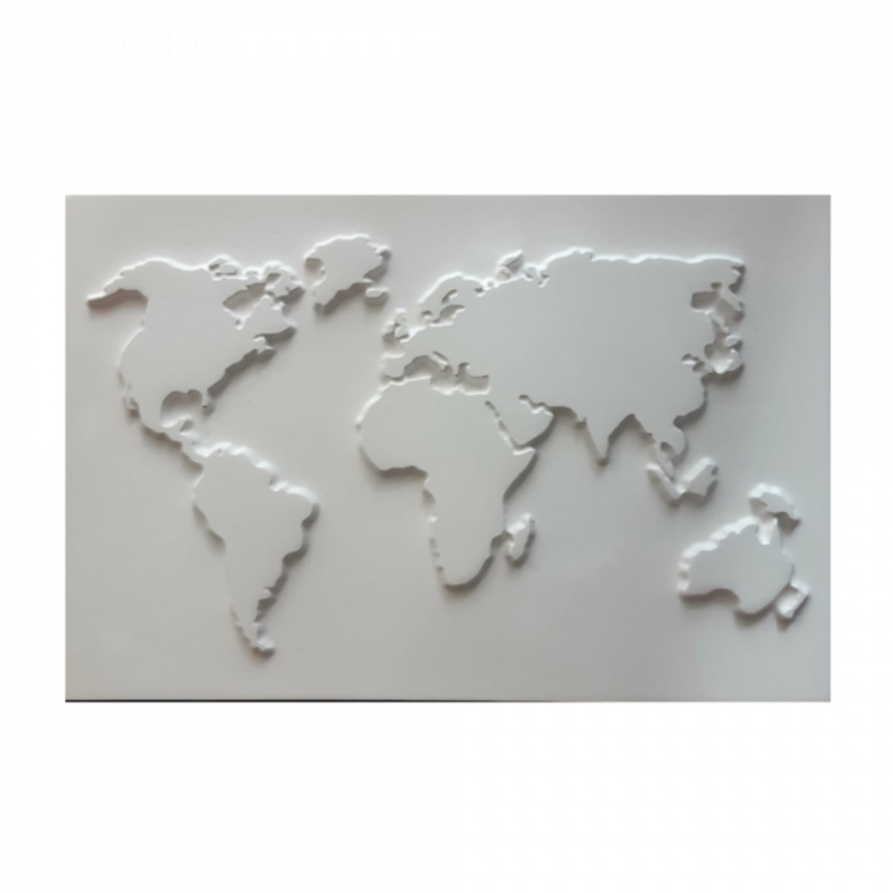 Tablou din ipsos pentru pictat, model Harta Lumii, alba, 30x20cm - eMAG.ro
