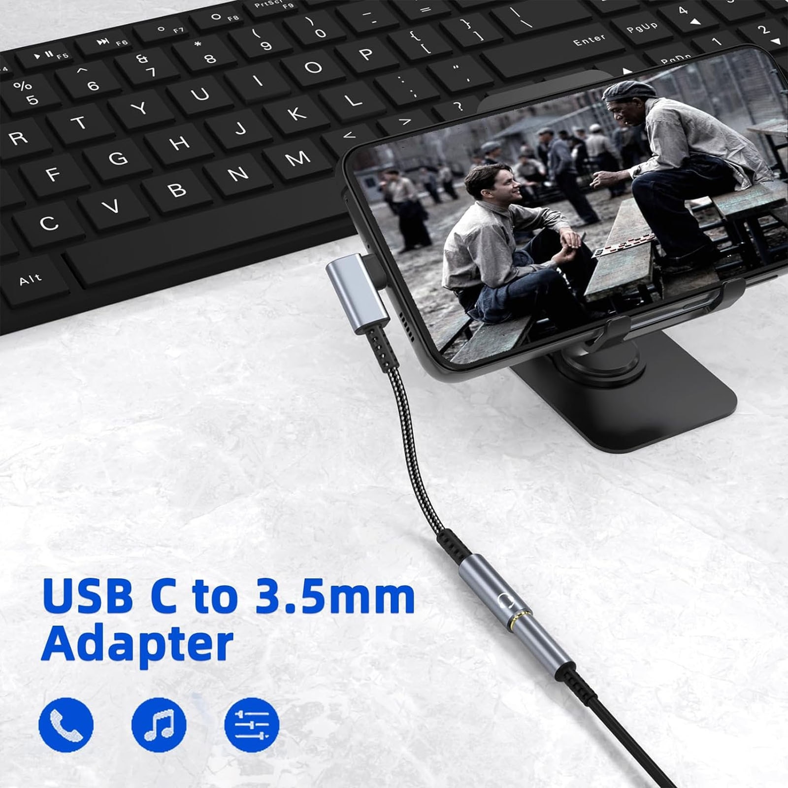 Cablu adaptor pentru telefon, Axroad Mall, 90 degree USB Type C - Jack ...