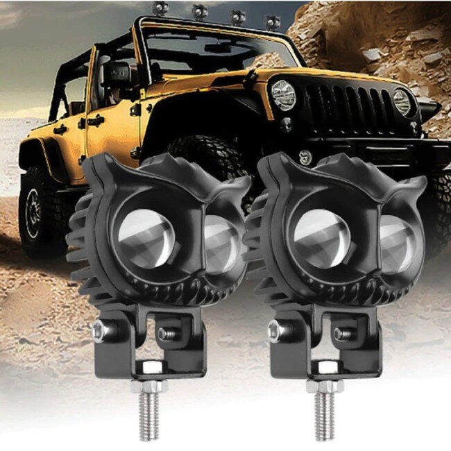 Proiector led Off-Road, moto, ATV cu lupa 50W, 12V - 24V, model bufnita ...