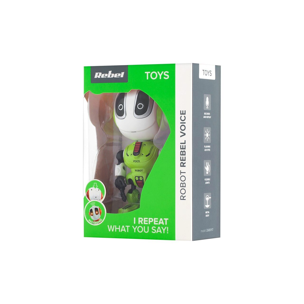 Robot interactiv cu microfon si difuzor, Green Robo 120 x 55 x 50 mm ...