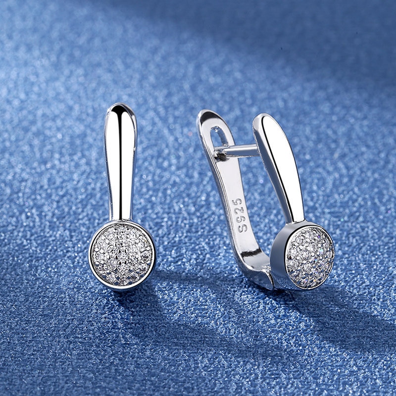 Дамски обеци от 18K злато, Циркон S925 сребро, Цвят Платина, 1,5 см - eMAG.bg