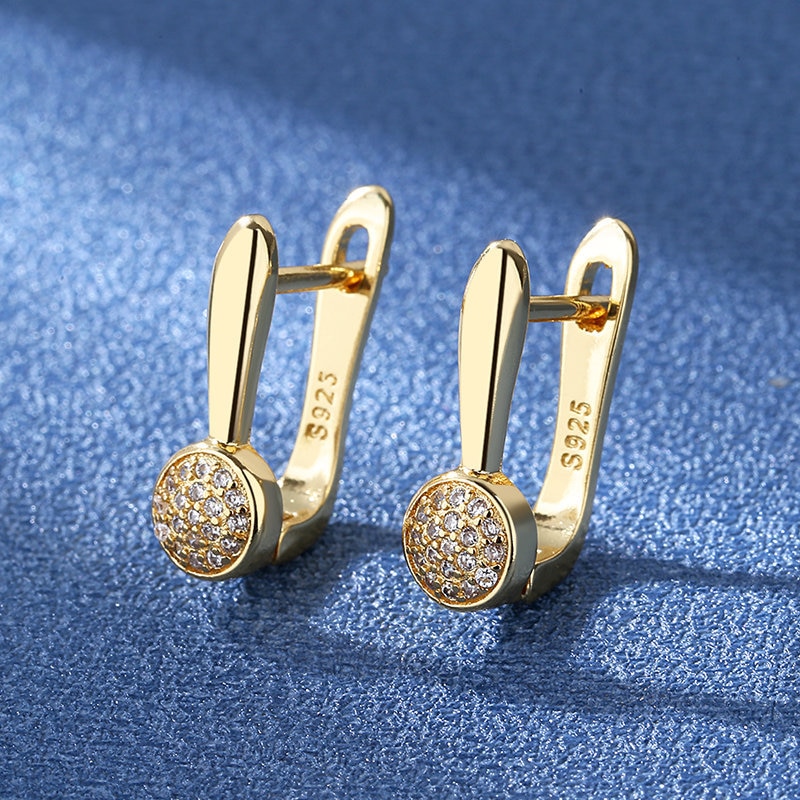 Cercei de aur 18K pentru femei, Zircon S925, Aur, 1.5cm - eMAG.ro