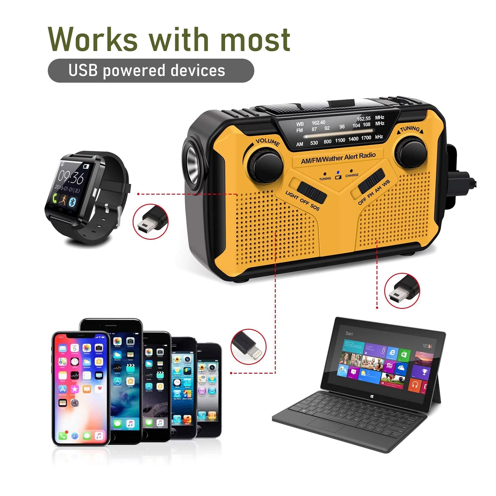 Radio portabil camping, Zggzerg, Cu lanterna, lampa de citire si alarma ...