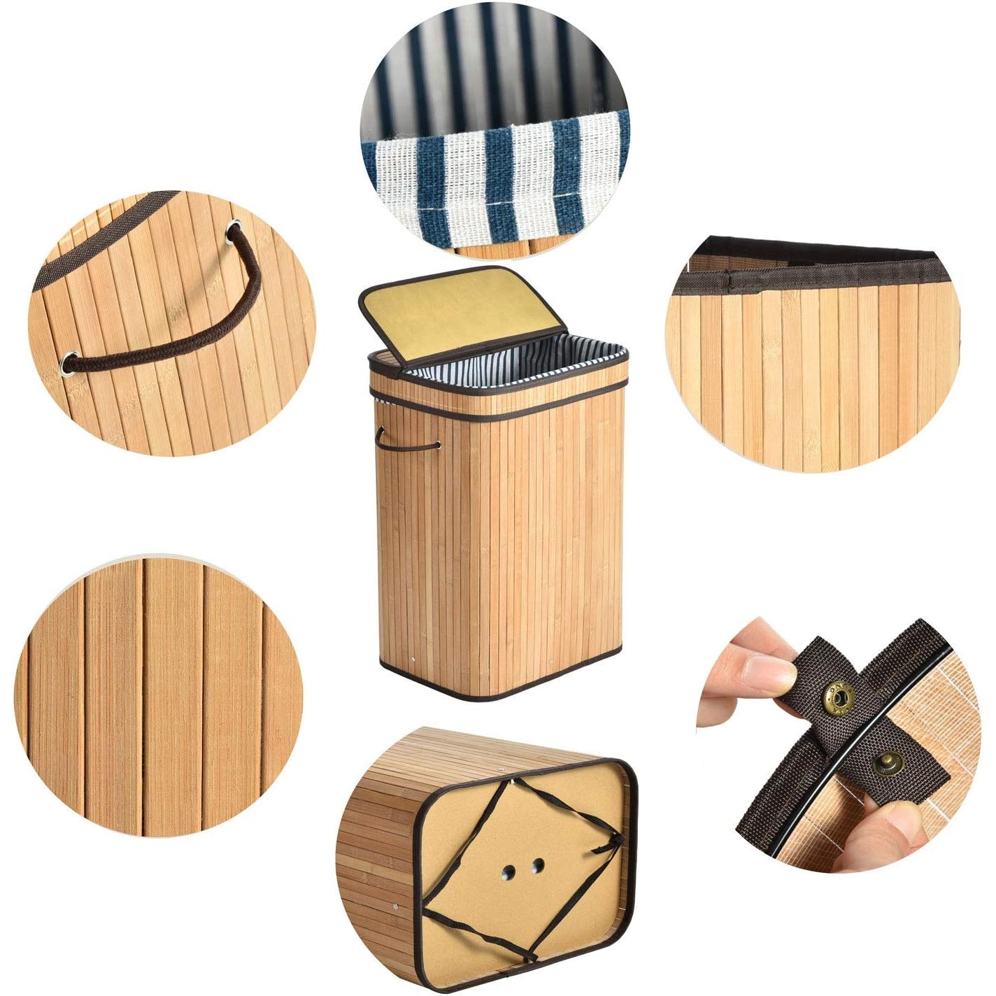 Cos rufe, 80L, Pliabil, Bambus, Natur - eMAG.ro