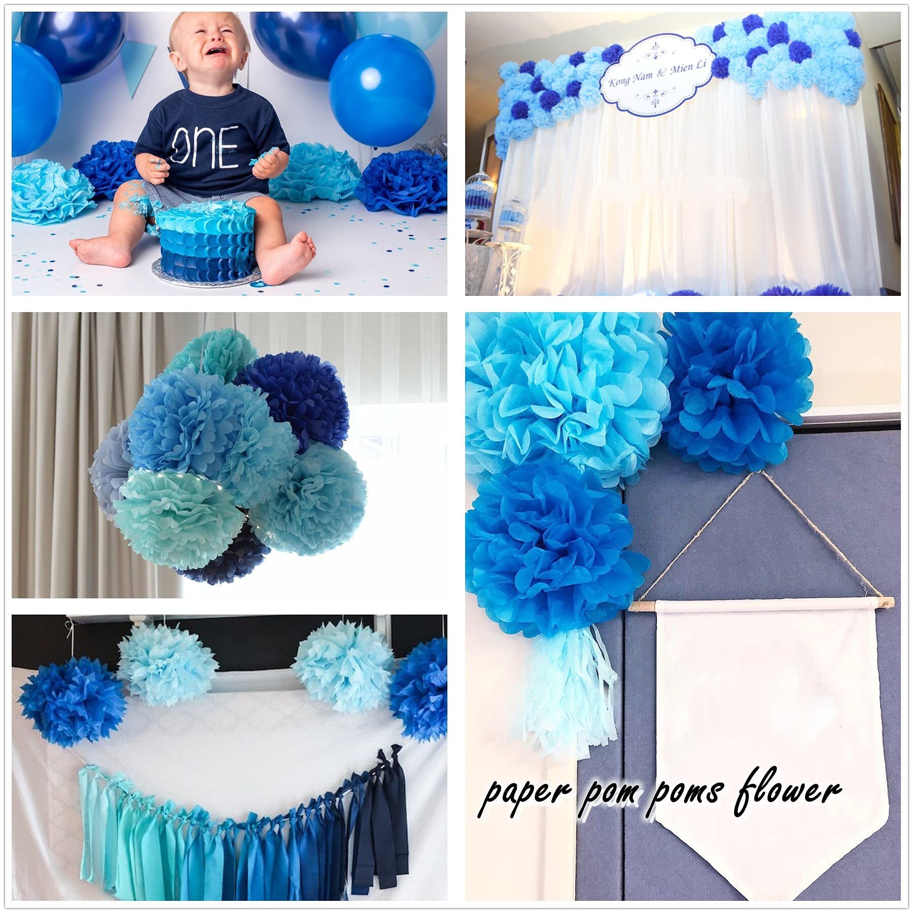 Decoratiuni pentru petreceri, Hartie, Cu model, Albastru deschis/inchis ...