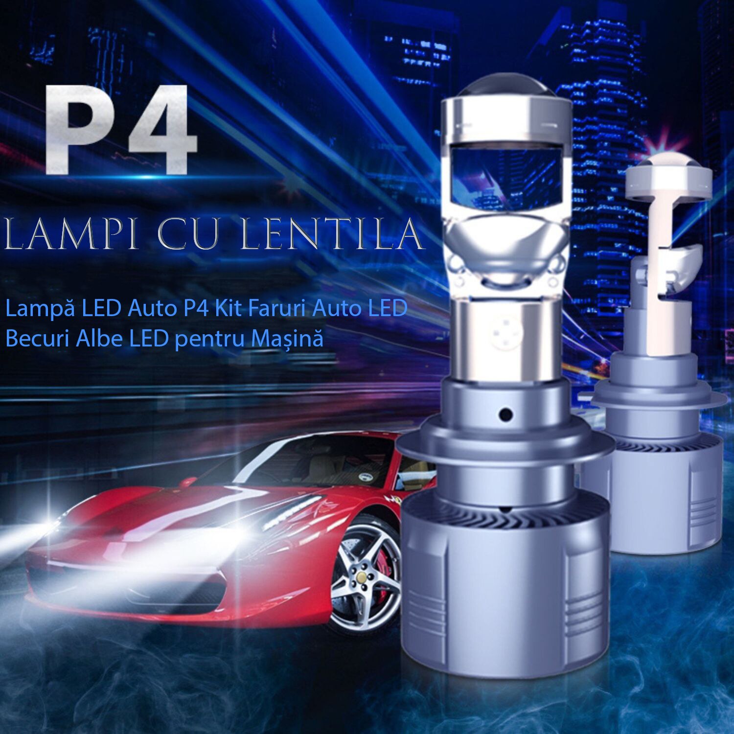 Set 2 Becuri Auto cu Lupa H7 LED, PHOENIX RINASCENTE, 220 W Perechea ...