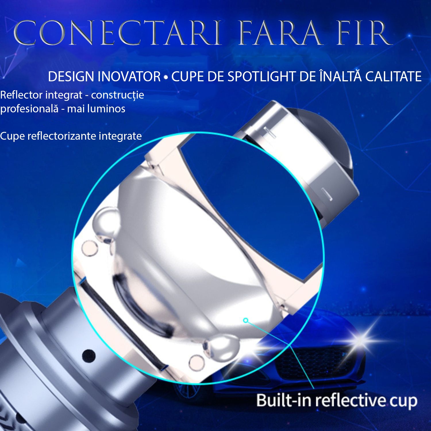 Set 2 Becuri Auto cu Lupa H7 LED, PHOENIX RINASCENTE, 220 W Perechea ...