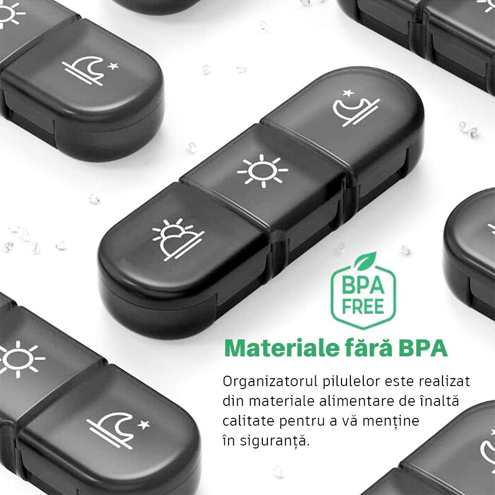 Cutie depozitare medicamente, 7 Zile, 21 Compartimente, 15.6x12x4.2 cm ...
