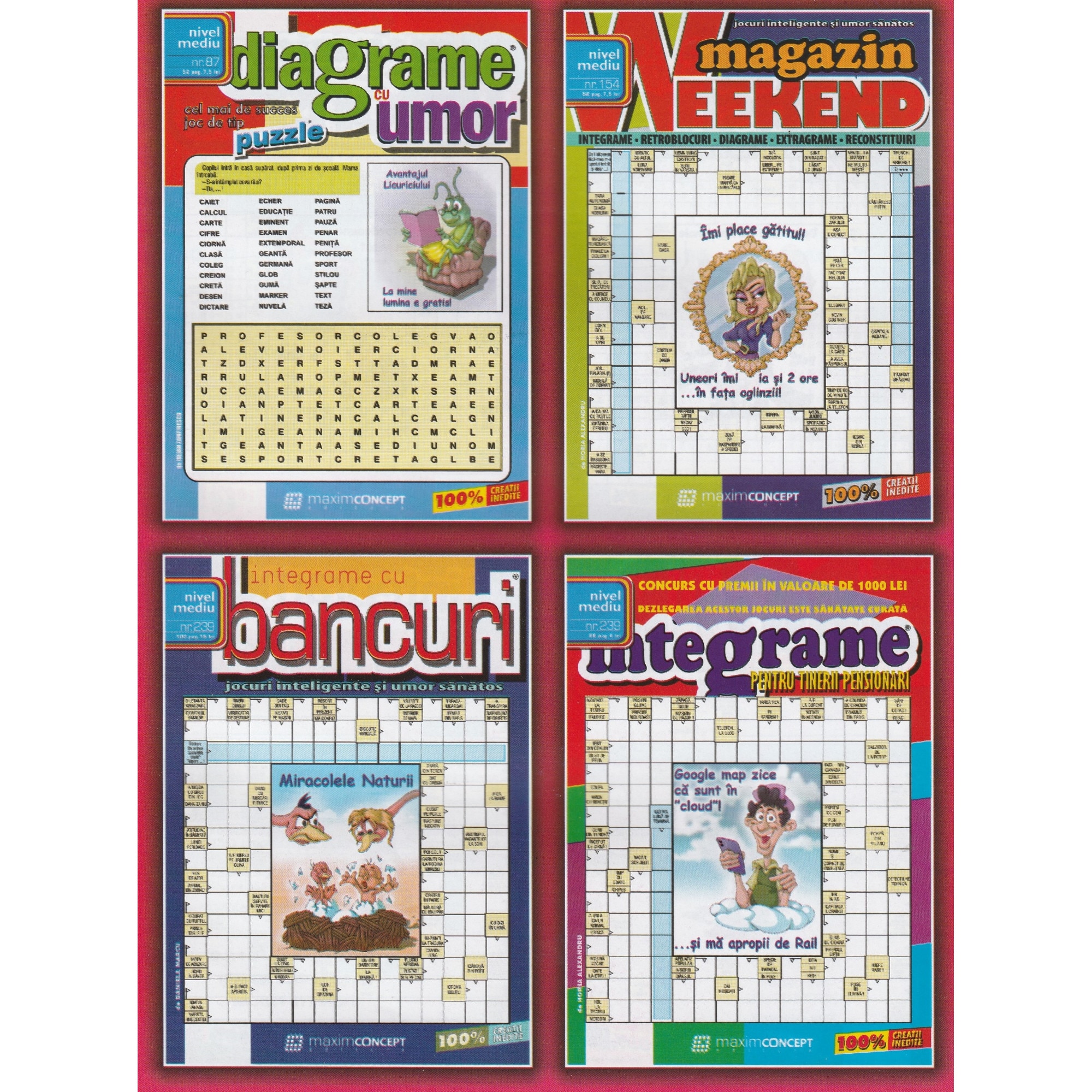 Pachet 4 integrame (Integrame cu bancuri, magazin de weekend, integrame ...