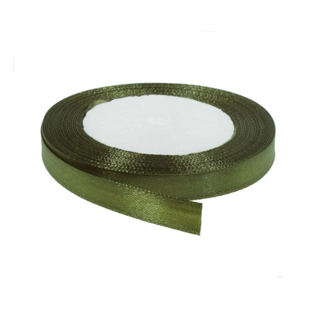 Panglica saten, set 5 buc, 1 cm latime, culoare Verde imperial, rola 22 ...