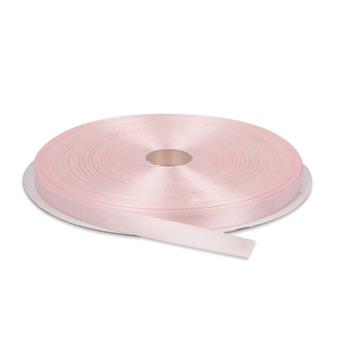 Panglica saten, set 5 buc, 1 cm latime, culoare roz pal, rola 22 m ...