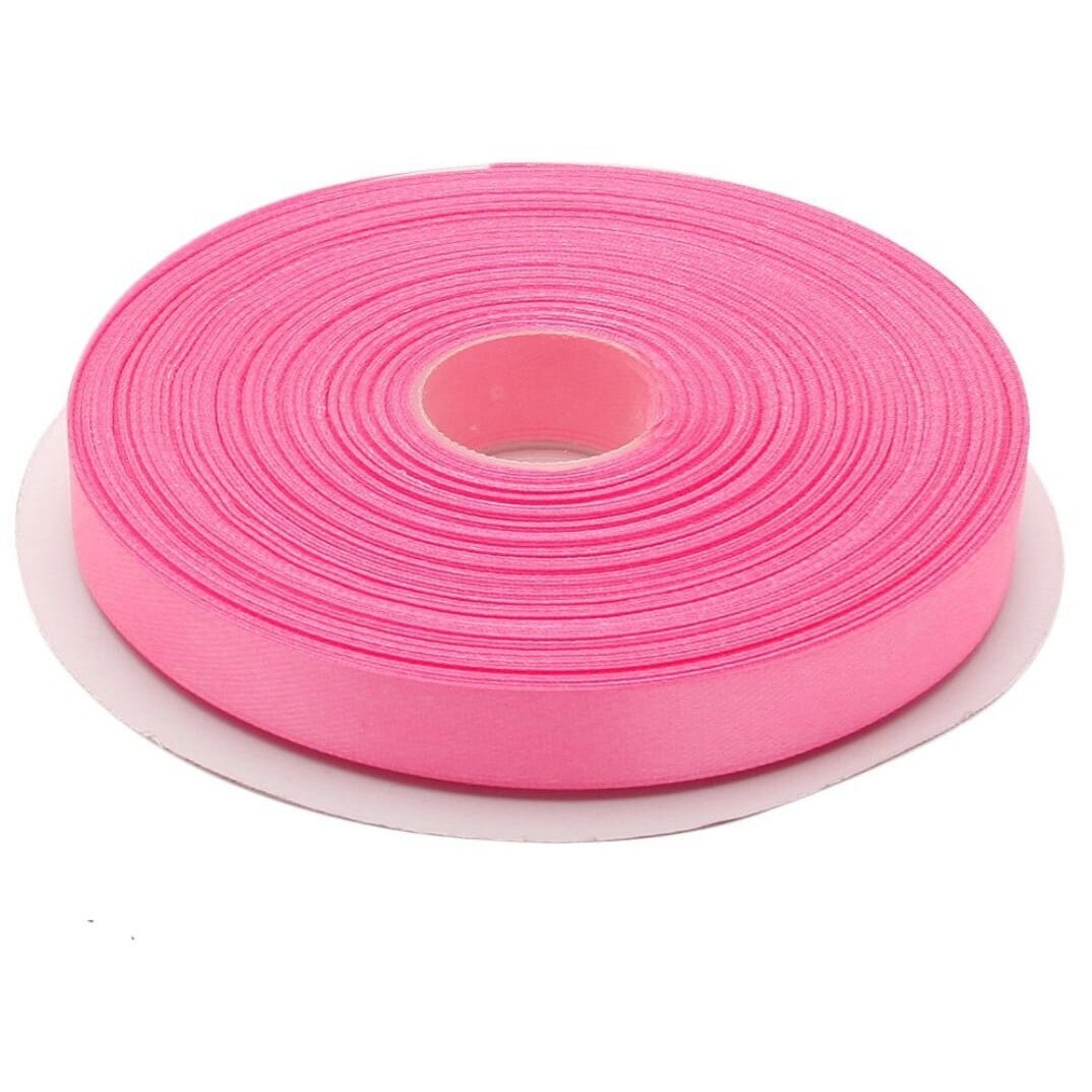 Panglica saten, set 5 buc, 1 cm latime, culoare roz inchis, rola 22 m ...