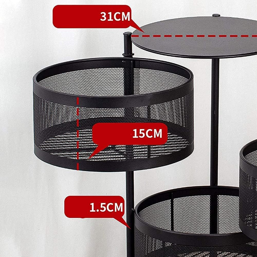 Raft metalic ElastiX, rotund, universal cu 3 niveluri, negru, 34 cm x ...