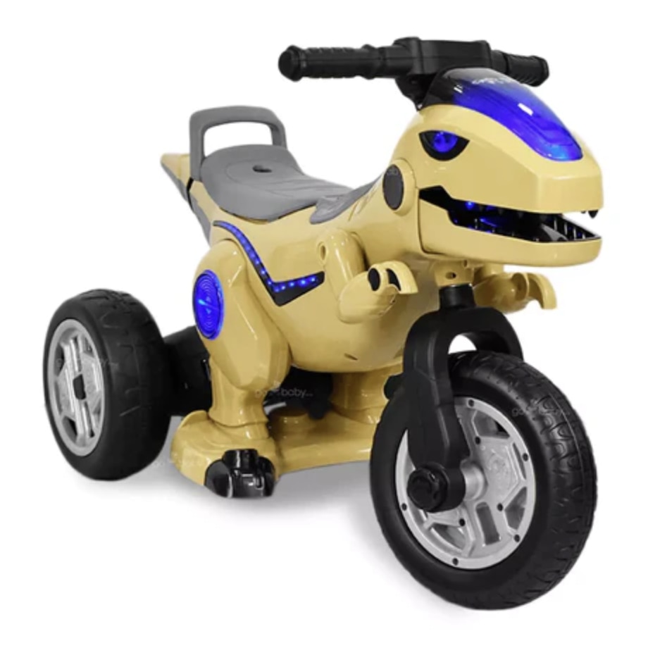 Motocicleta electrica cu 3 roti, 12V, 2 motoare, 3-7 ani, Dino galben ...