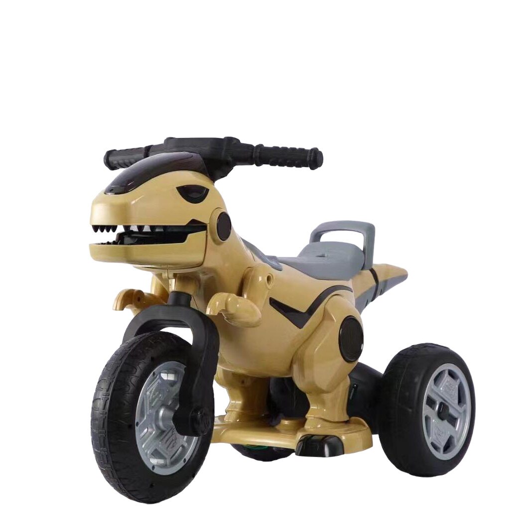 Motocicleta electrica cu 3 roti, 12V, 2 motoare, 3-7 ani, Dino galben ...