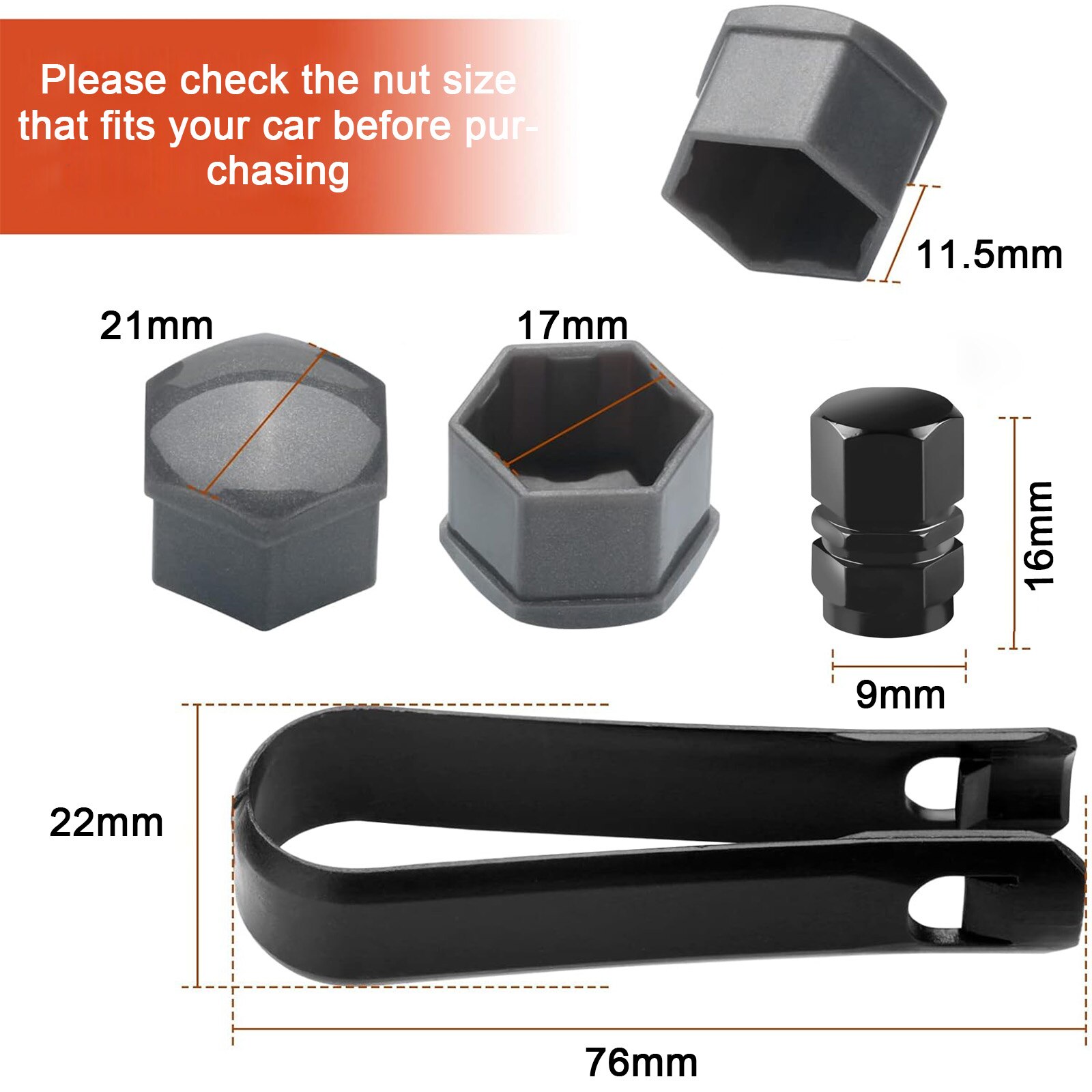 Capace prezoane, NUODWELL, 20 bucati, cu capac de supapa si clema, 17mm ...