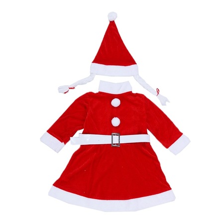Costum de Mos Craciun, din catifea cu 3 piese, Fetita, 10-12 ani ...