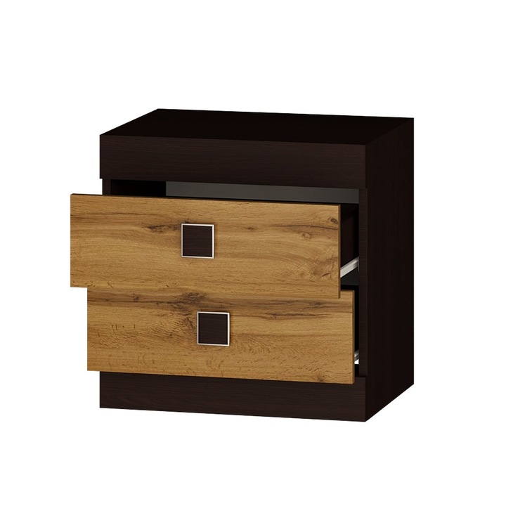 Noptiera Sonata, Everest, Wenge inchis, Stejar kraft auriu, 50 x 38 x ...
