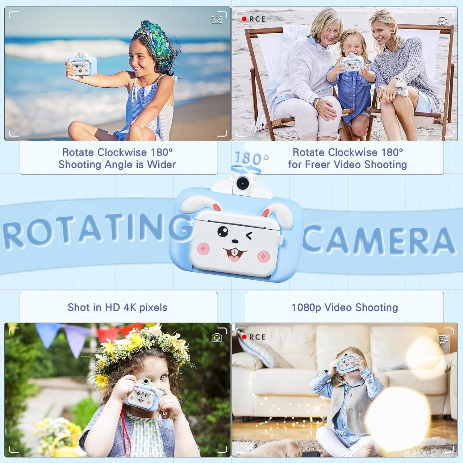 Camera pentru copii cu imprimare instantanee, WALALLA, 1080p ...