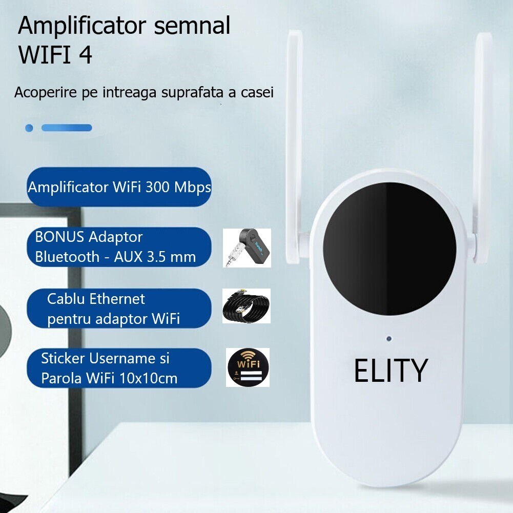Amplificator Semnal Wireless, ELITY®, Range Extender Adaptor WiFi ...