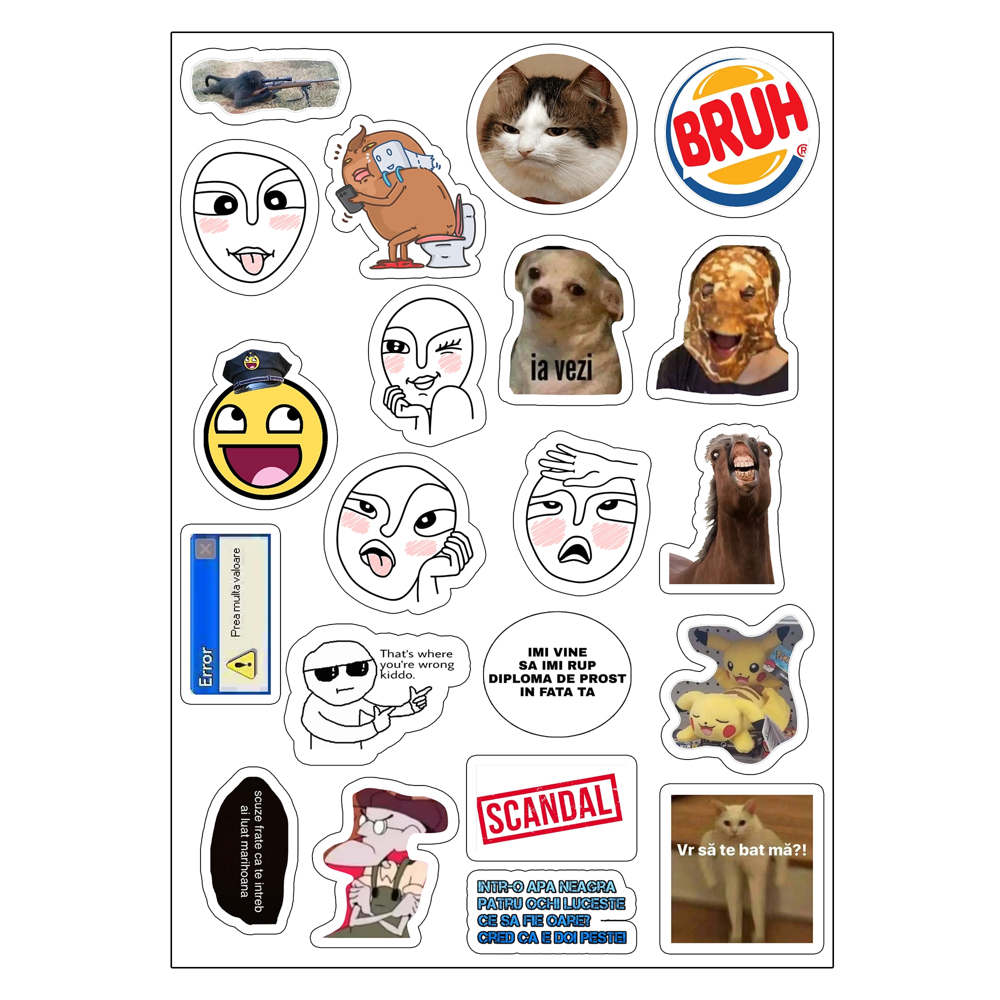 Set Nr 1, 20 Stickere amuzante, 4 - 5cm, Waterproof, laminate, grosime ...