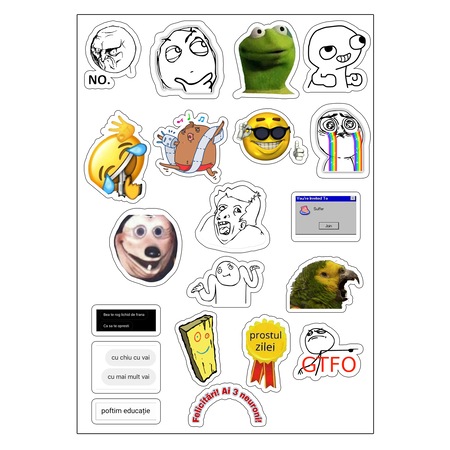 Set Nr 2, 20 Stickere amuzante, 4 - 5cm, Waterproof, laminate, grosime ...