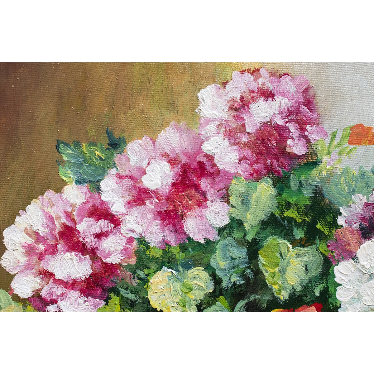 Tablou pictat manual living, dormitor, hol, Aranjament cu bujori si ...