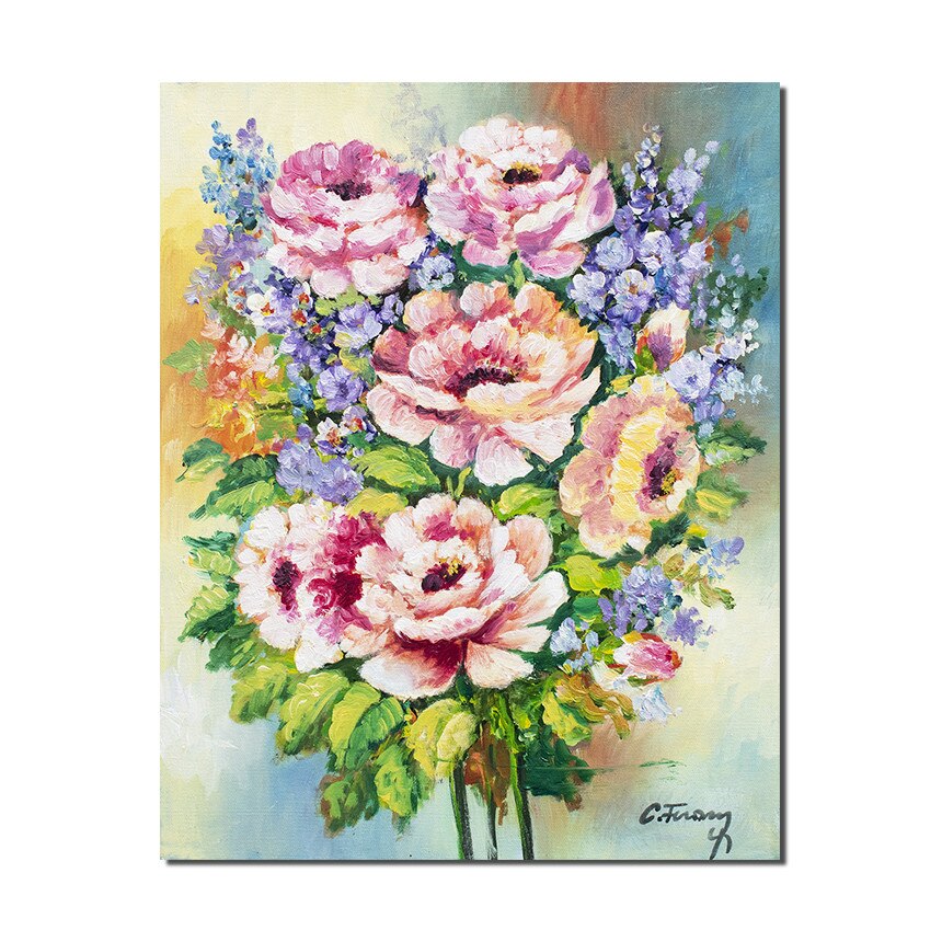 Tablou pictat manual living, dormitor, hol, Ale mele flori frumoase ...