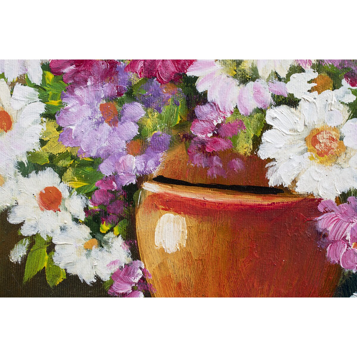 Tablou pictat manual living, dormitor, hol, Vaza cu margarete, pictura ...