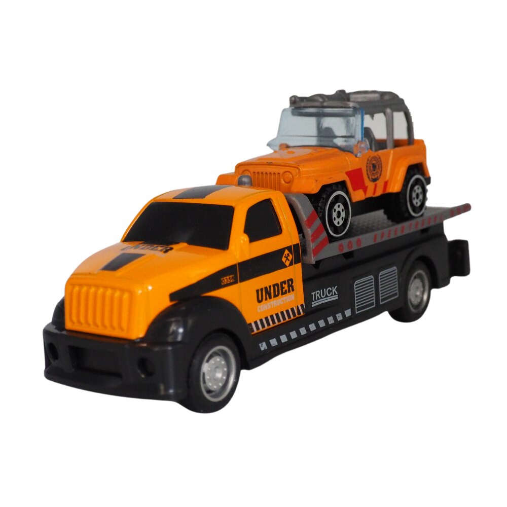 Set camion platforma cu masina off-road, Diecast, metal si plastic ...