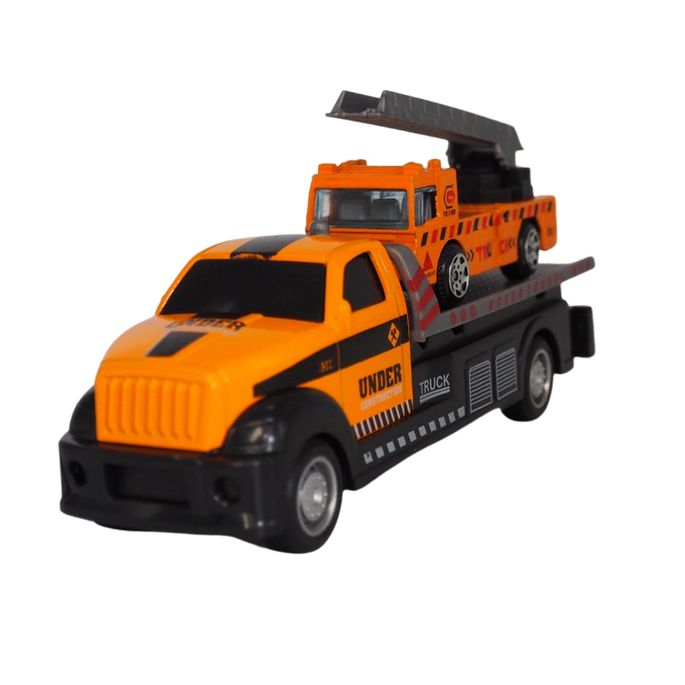 Set camion platforma cu masina macara, Diecast, metal si plastic ...