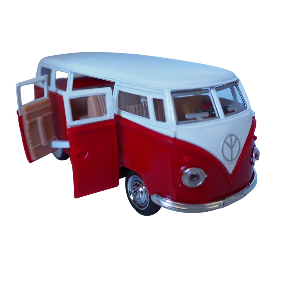 Masina duba retro, Diecast, metal si plastic, rosu si alb, 1:32, 12 x 5 ...