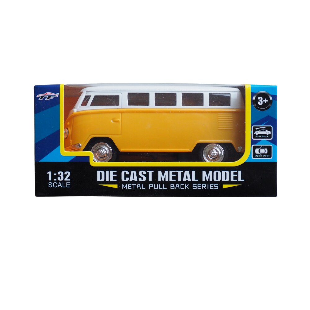 Masina duba retro, Diecast, metal si plastic, galben si alb, 1:32, 12 x ...