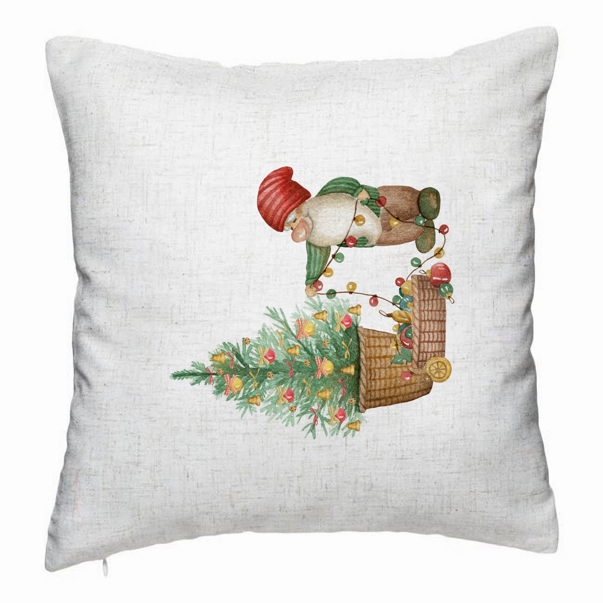 Perna Decorativa cu tematica de Craciun, 22, 40x40 cm, Alb Murdar, Husa ...