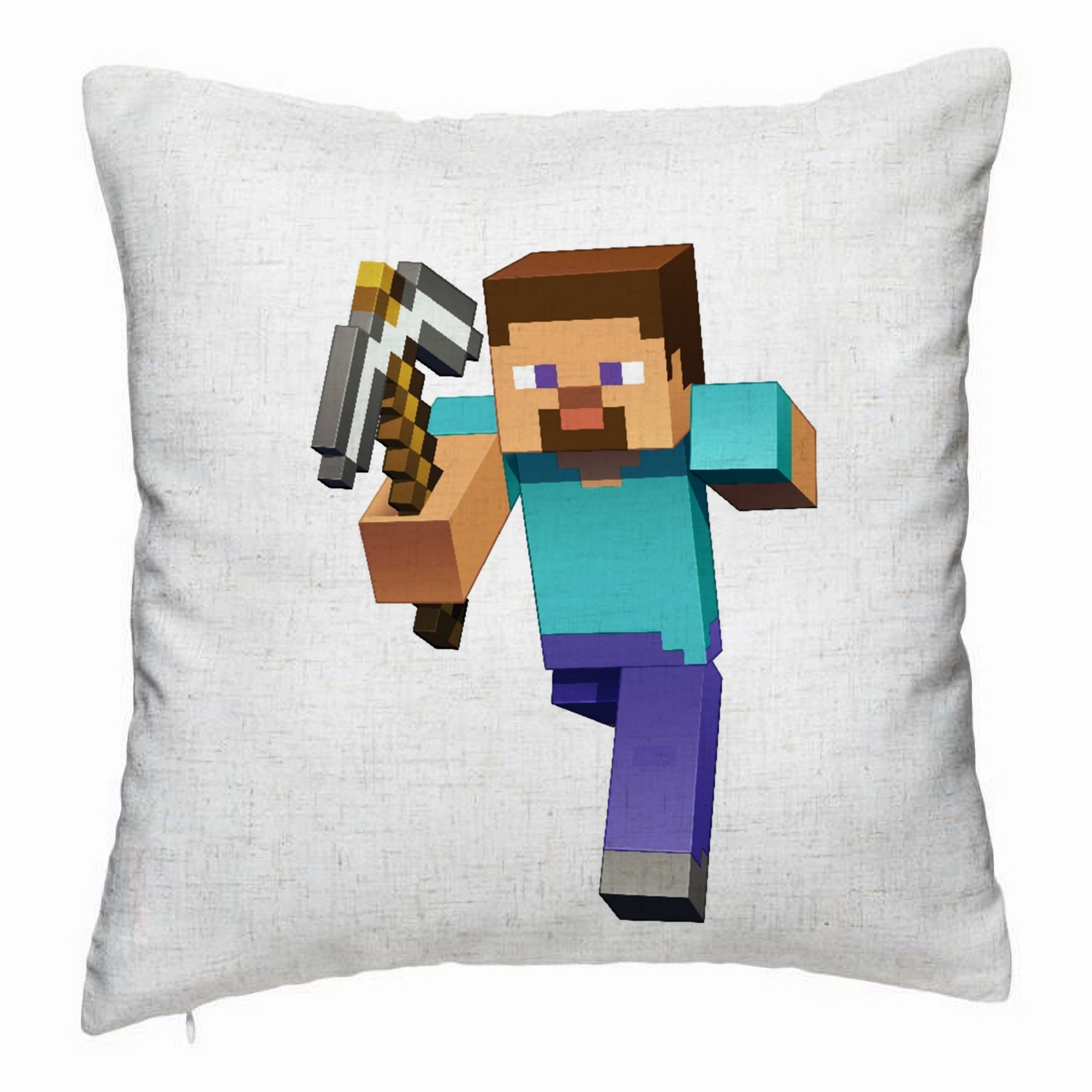 Perna Decorativa, Model Minecraft Mining Steve 8bit, 40x40 cm, Alb ...