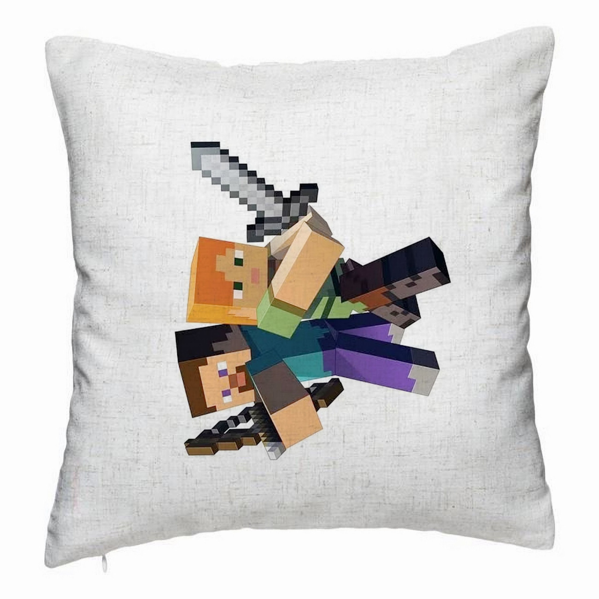 Perna Decorativa, Model Minecraft, 40x40 cm, Alb Murdar, Husa ...