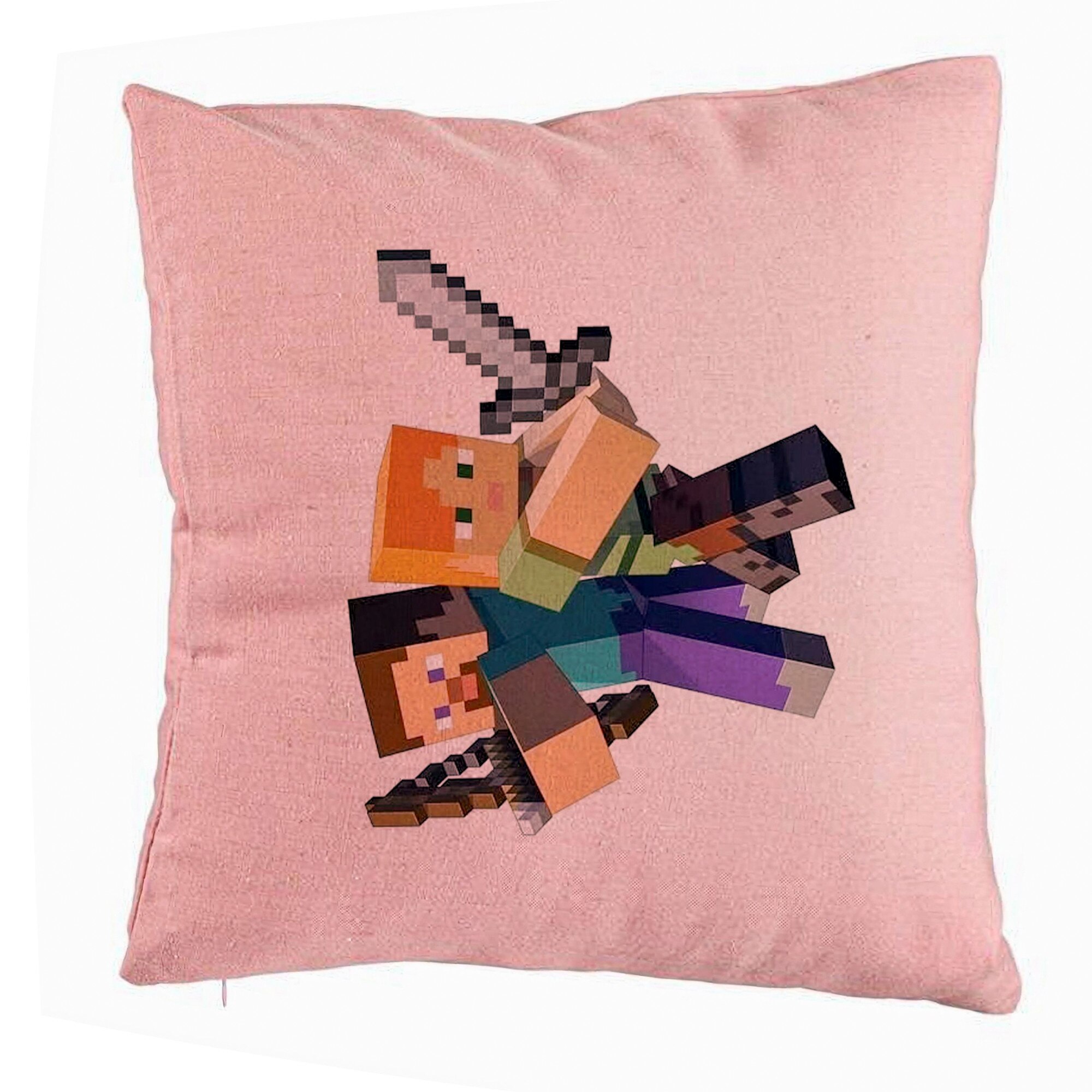 Perna Decorativa, Model Minecraft, 40x40 cm, Roz, Husa Detasabila ...
