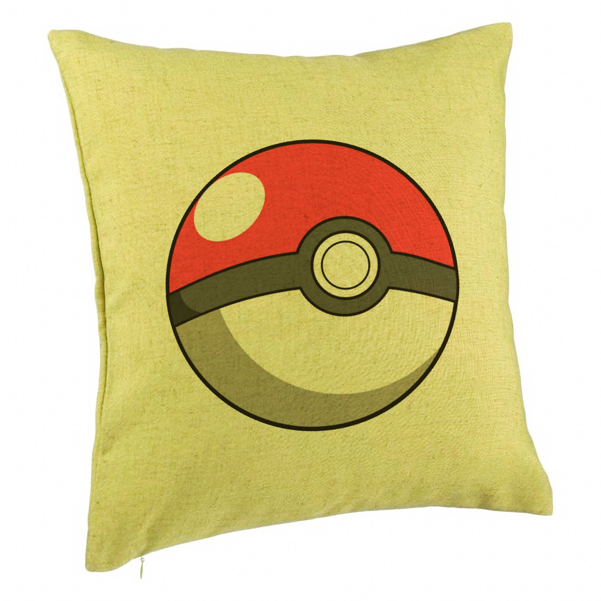 Декоративна възглавница, Детски модел Pokeball, 40x40 см, зелена ...