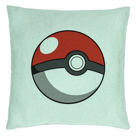 Декоративна възглавница, Детски модел Pokeball, 40x40 см, ментово ...