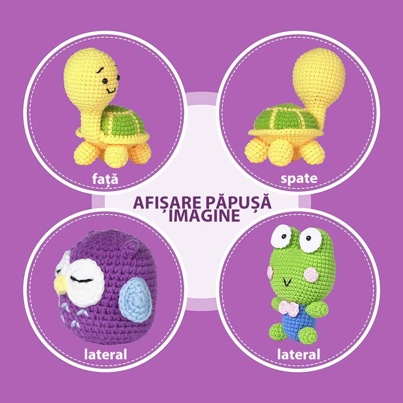 Kit de crosetat pentru incepatori, Broaste, bufnite, testoase ...