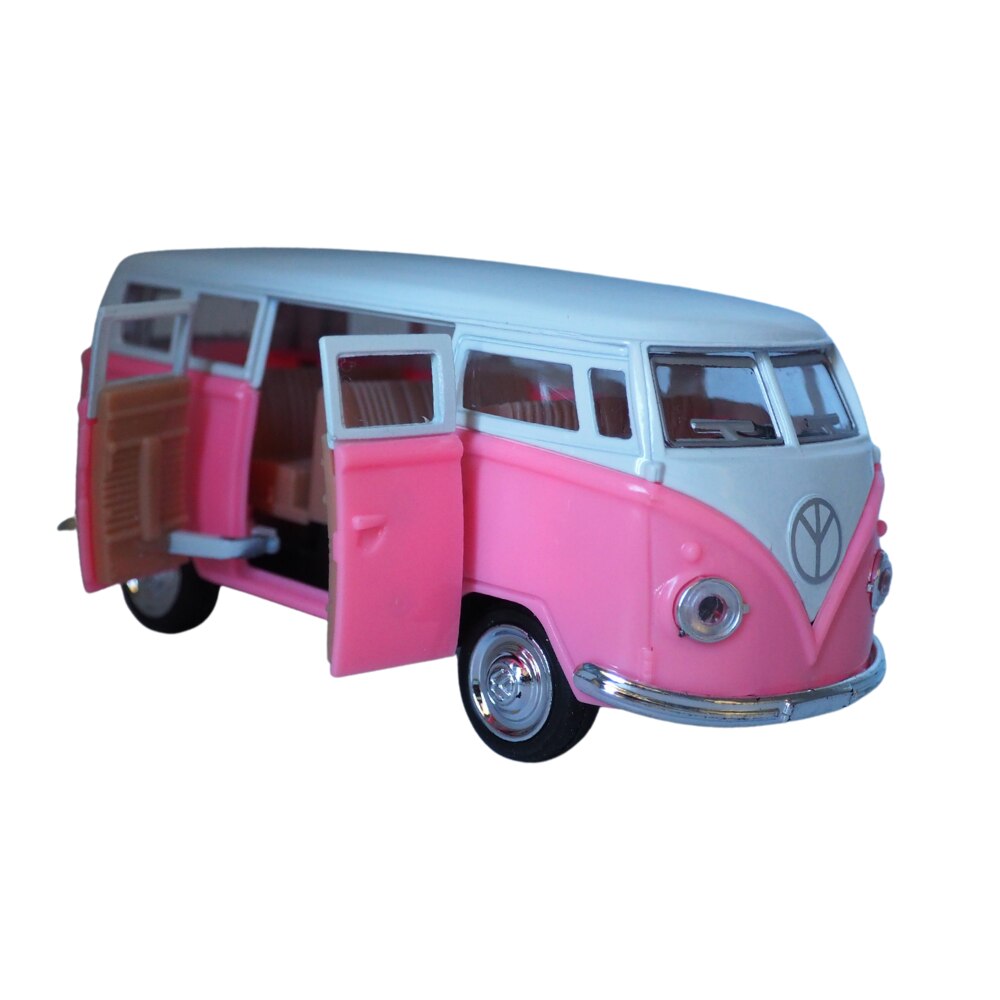 Masina duba retro, Diecast, metal si plastic, roz si alb, 1:32, 12 x 5 ...