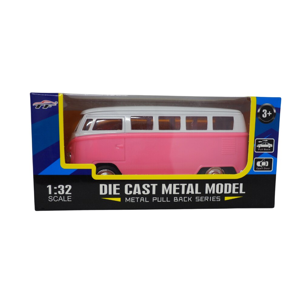 Masina duba retro, Diecast, metal si plastic, roz si alb, 1:32, 12 x 5 ...