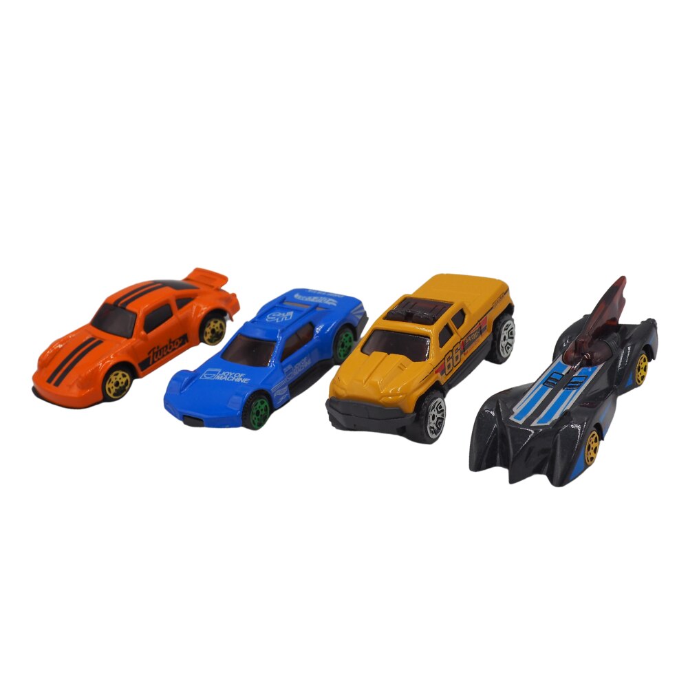 Set 4 masini curse, Diecast, metal si plastic, multicolor, 1:64, 9 x 3 ...