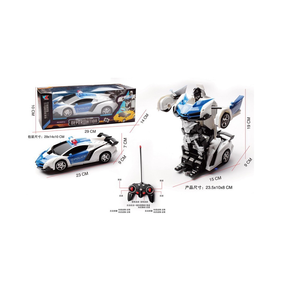 Robot transformer cu telecomanda, Deplasare 360°, Functie lumini/sunete ...