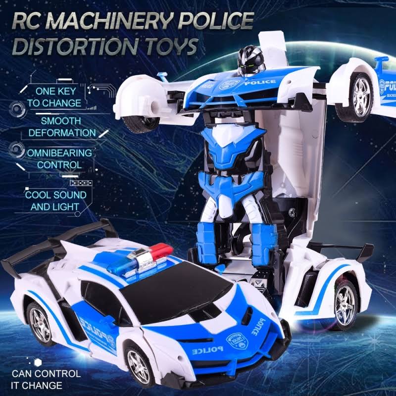 Robot transformer cu telecomanda, Deplasare 360°, Functie lumini/sunete ...
