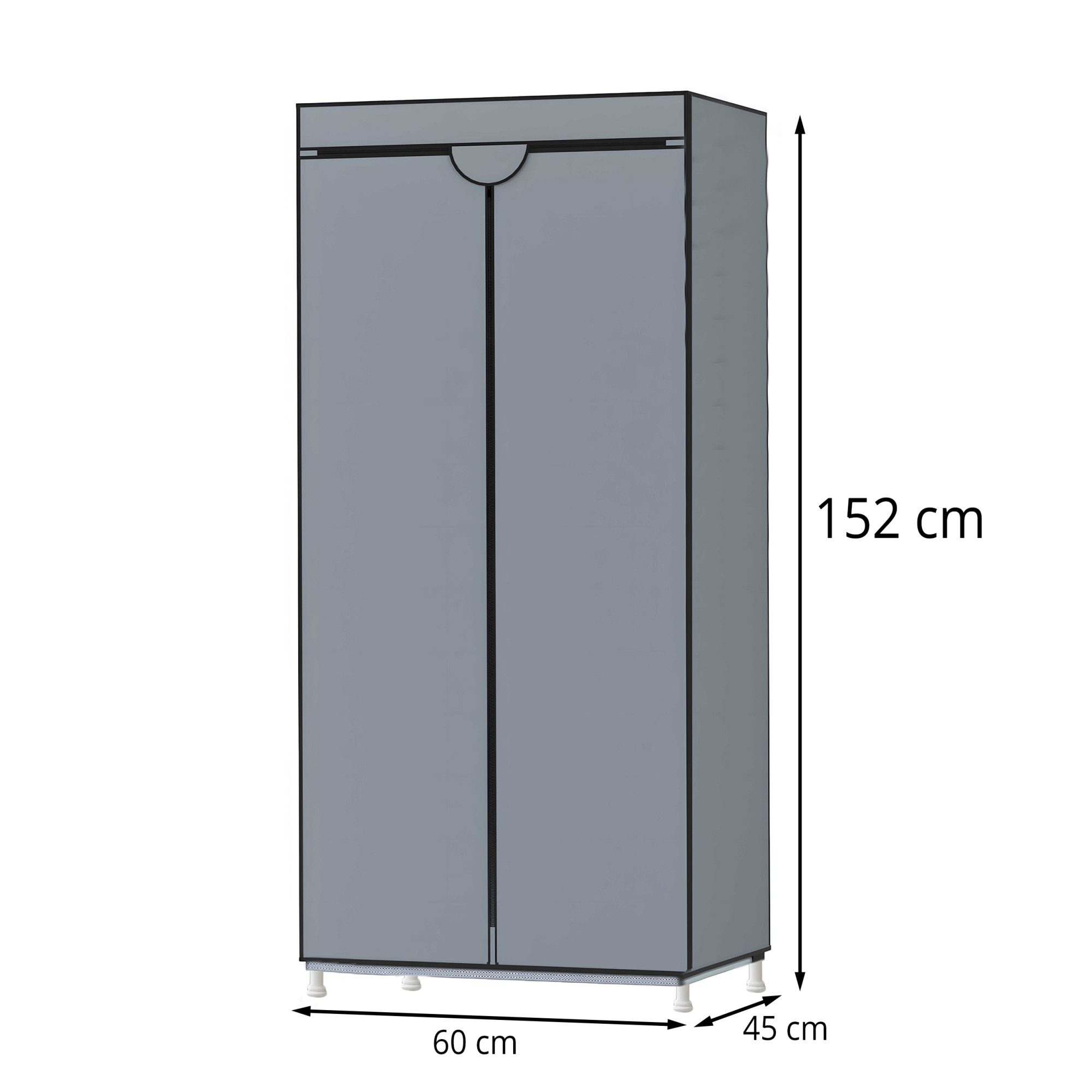 Dulap textil 2 rafturi inchidere fermoar, Gri - eMAG.ro