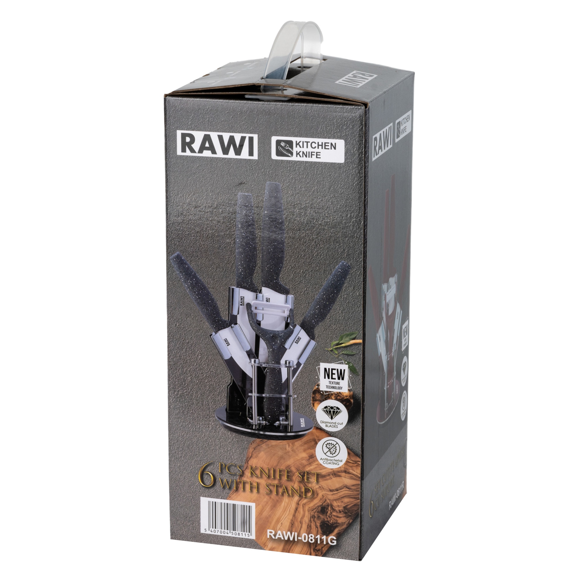 Set 5 cutite ceramica cu suport RAWI Gri - eMAG.ro