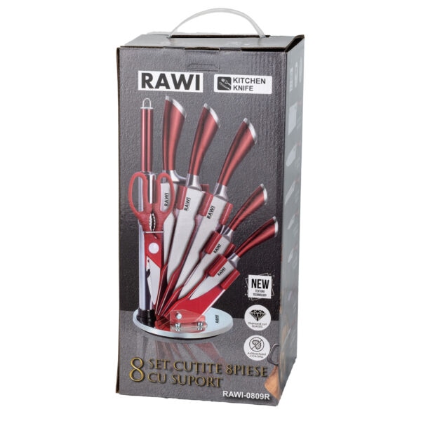 Set 5 cutite cu suport RAWI Rosu - eMAG.ro