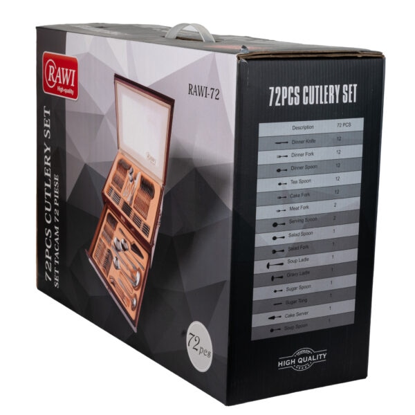 Комплект прибори от неръждаема стомана, с шарка, 72 части с дипломат ...