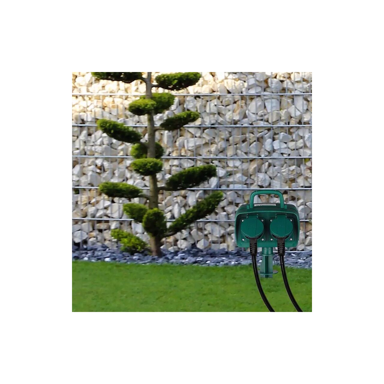 Prelungitor de gradina, IP44, 4 prize cu capac, Verde, Tarus pentru ...